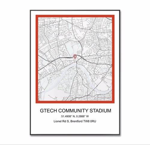 Gtech Stadium Print, Brentford Football Poster, Brentford Stadium A4 ...