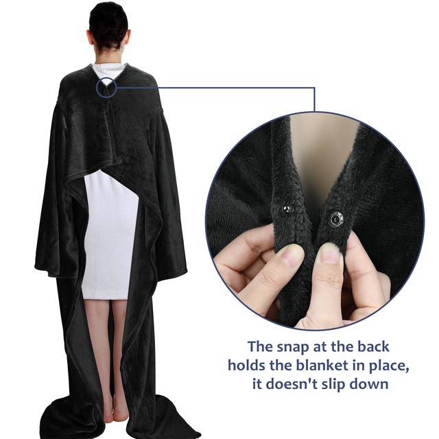 Wearable Blanket With Sleeves Soft Fleece Snuggie Robe Wrap for Sofa ...