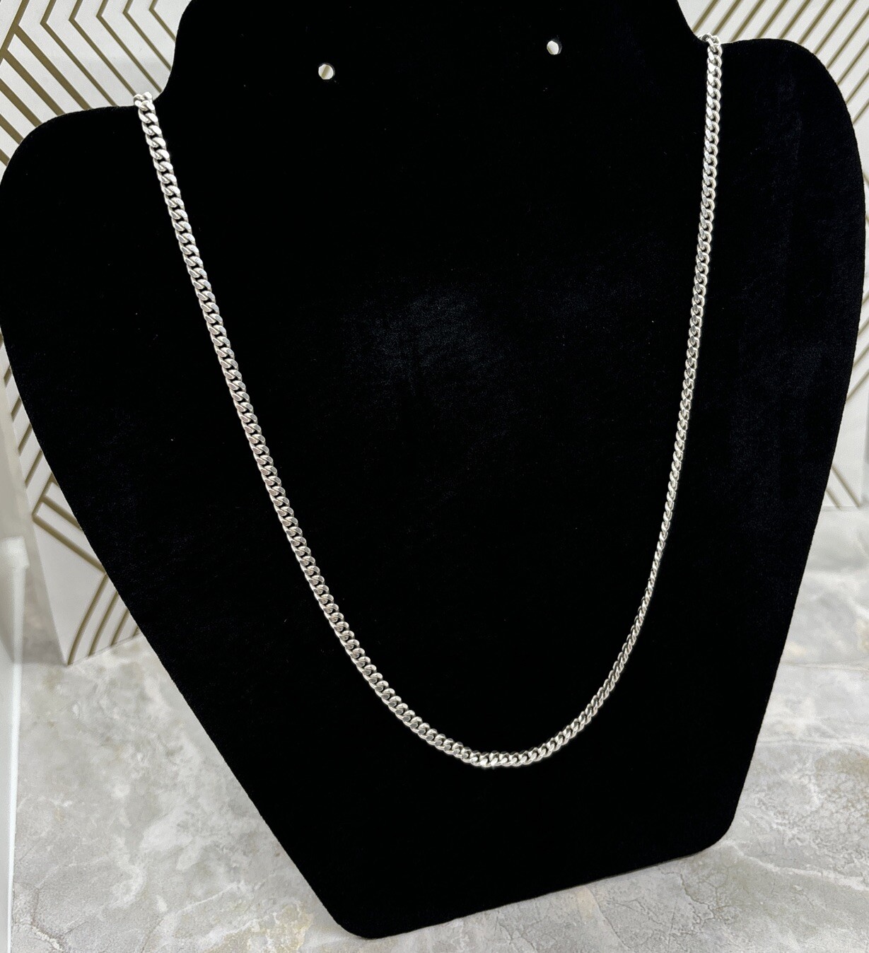 925 Sterling Silver 3mm Cuban Link Chain Necklace 22”… - Gem