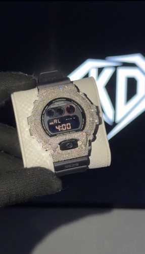 Natural Diamonds Casio G-Shock 6900 All White Iced Out 5CT | eBay UK