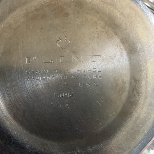 Flint Ware Stainless Steel 1 Quart Sauce Pan Pot With Lid Vtg Made In ...