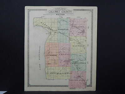 Wisconsin Calumet County Map 1920 L23#77 | eBay