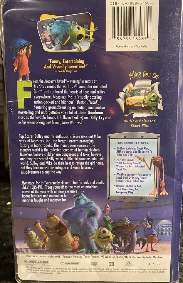 Monsters, Inc. VHS | eBay