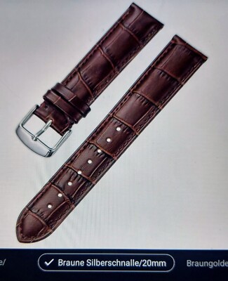 Uhrenarmband 20mm Kalbsleder Braun Kroko Maserung Neu IN OVP. | eBay