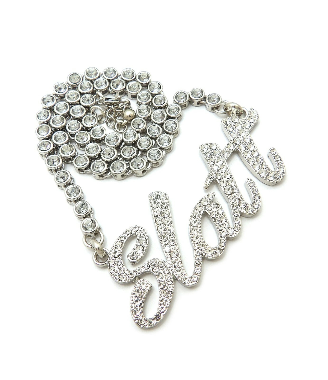 Iced Silver Plated Slatt Pendant & 5mm 16" CZ Choker Chain Hip Hop ...