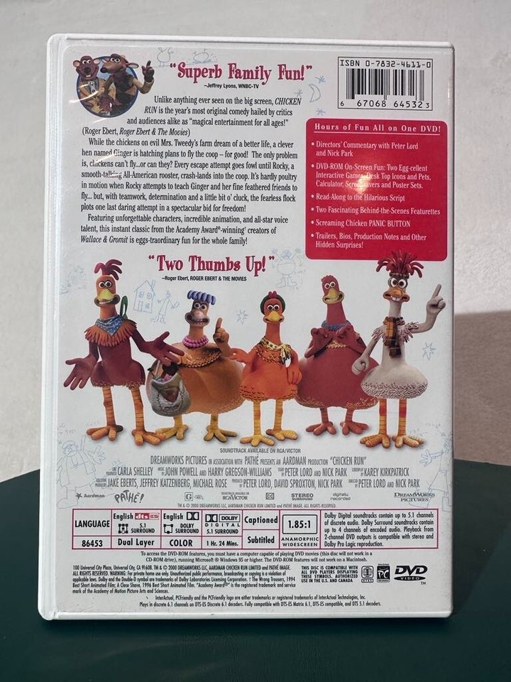 Dvd Chicken Run 2000 New Widescreen Mel Gibson Dreamworks Special ...