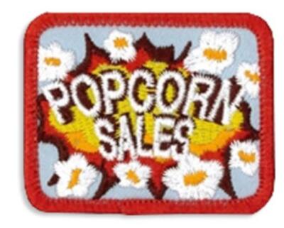 Girl Boy Cub POPCORN SALES Fun Patches Badges SCOUT GUIDES seller pop ...