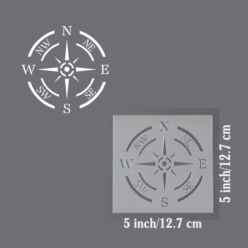 Compass Face STENCIL Nautical/North South East West Travel/Sport - In 3 ...