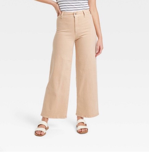 Women’s High-Rise Sailor Wide Leg Ankle Jeans Universal Thread Taupe ...