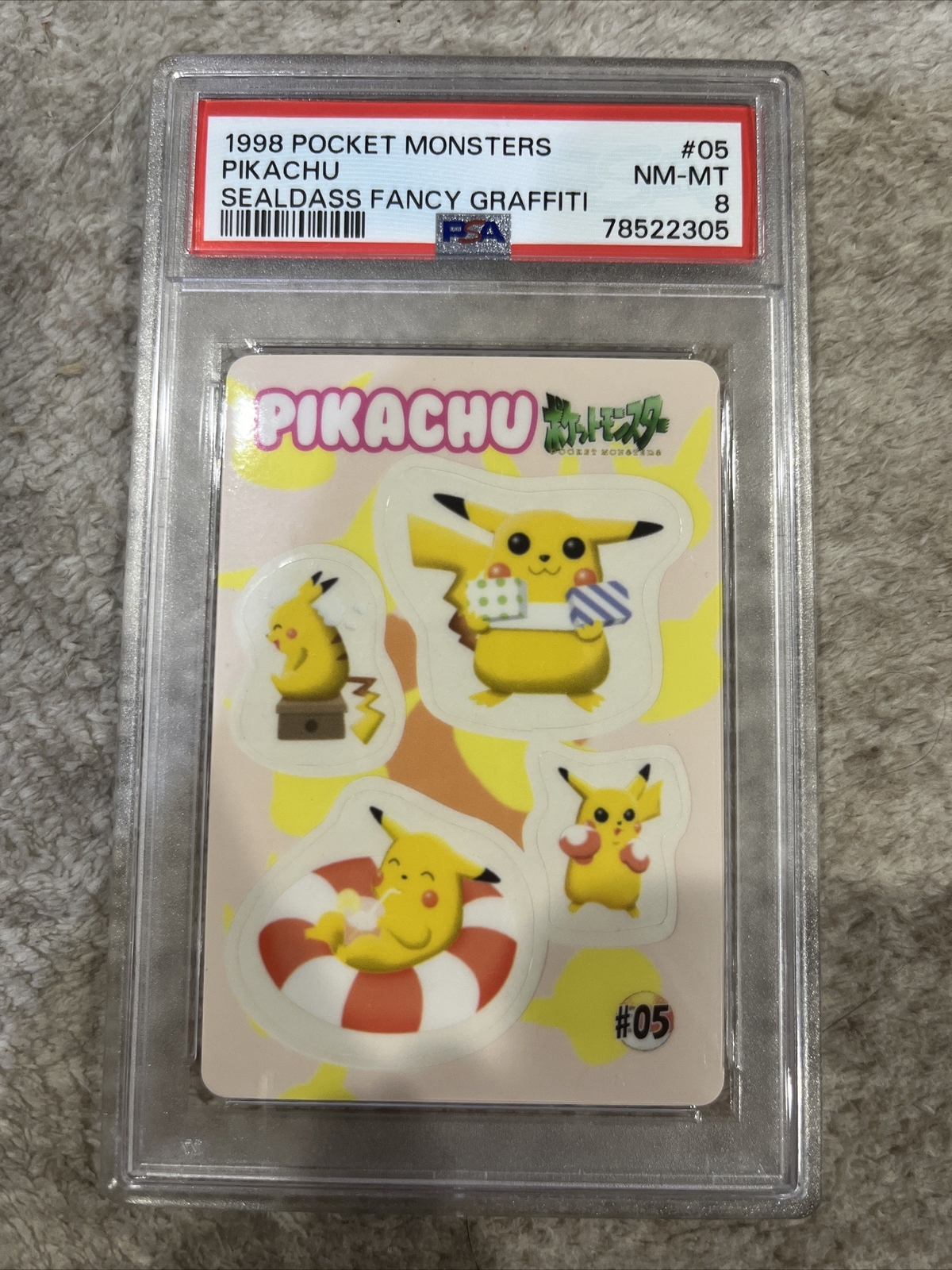 PSA 8 - Pikachu #05 Sealdass Fancy Graffiti 1998 Pocket Monsters ...