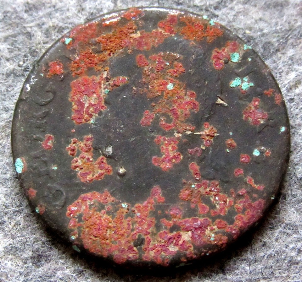 GREAT BRITAIN GEORGE II 1747 or 1743 HALFPENNY, US EARLY DAYS COLONIAL ...