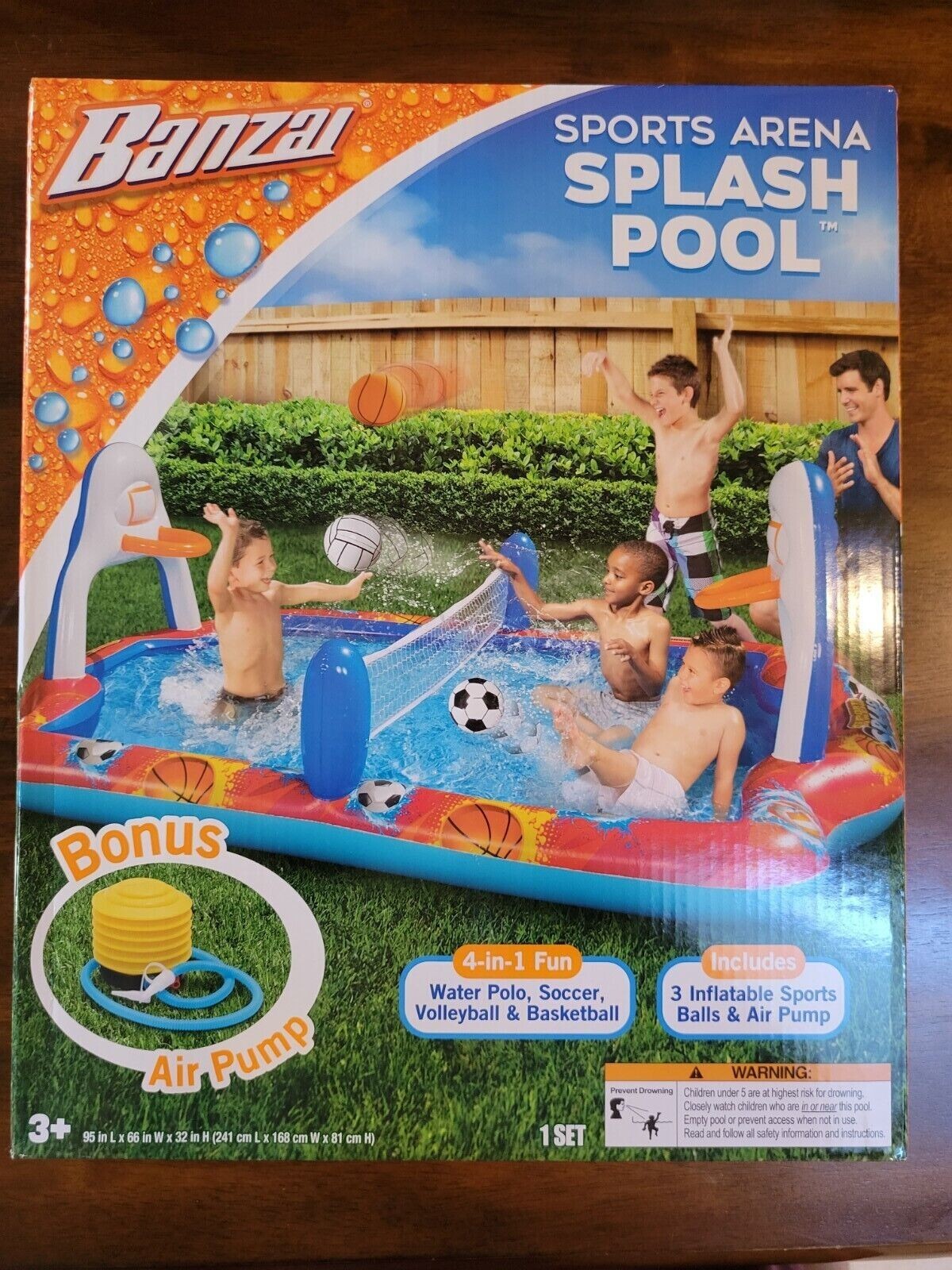 Banzai Outdoor Inflatable Sports Arena 4 In 1 Play Center Pool, plus ...