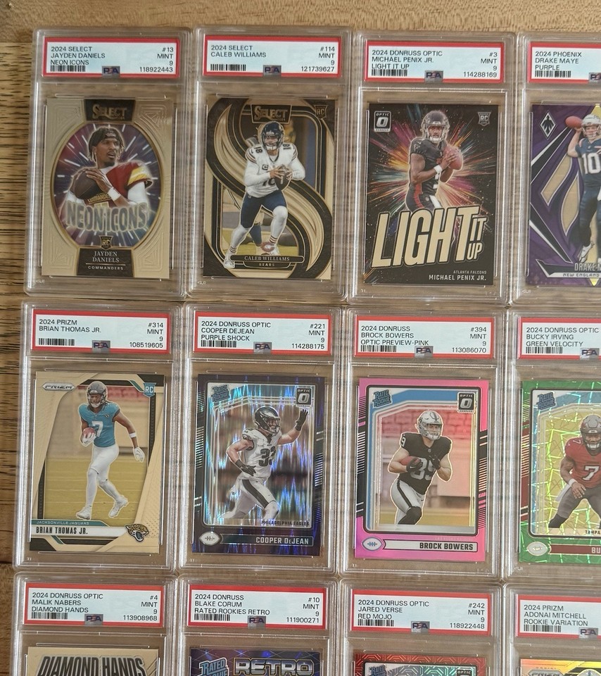 Lot of 24 PSA 9 graded 2024 Panini Rookie Cards (Daniels, Maye, Penix ...