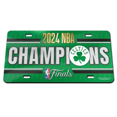 BOSTON CELTICS 2024 NBA CHAMPS SPECIALTY ACRYLIC CAR LICENSE PLATE NBA ...