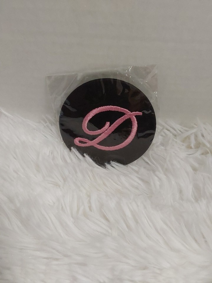 Monogramed Pocket/Purse Travel Mirror Black W/Pink Embroidered Letter ...