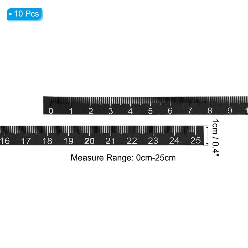 Adhesive Ruler 10Pcs 0-25cm Measure Tape Sticker Black Background White ...