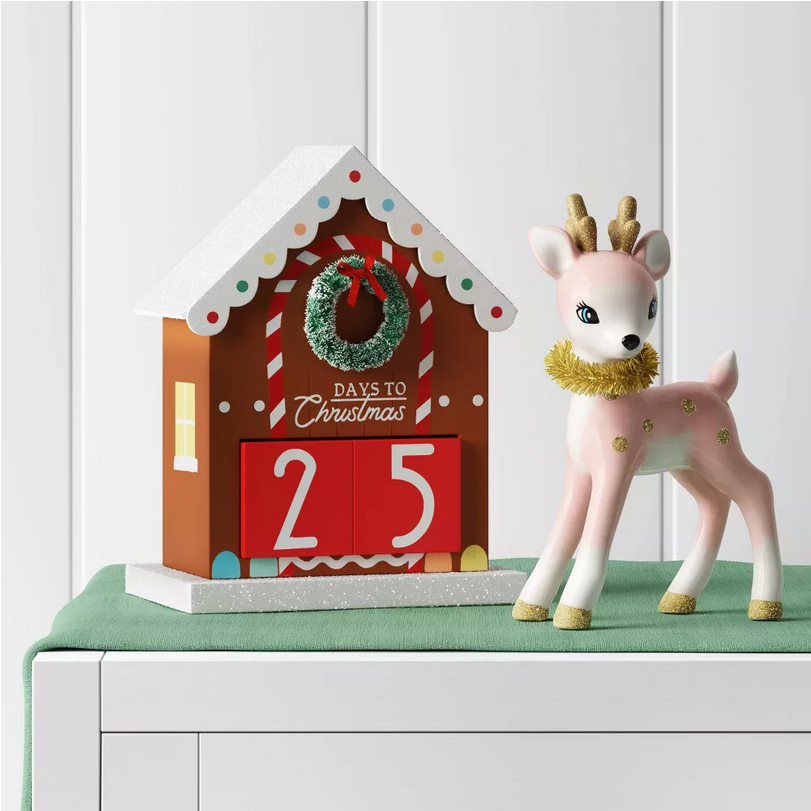 8" Retro Pink Gold Ceramic Deer Fawn Christmas Figurine Target ...