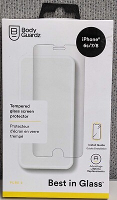 BodyGuardz Pure 2 Tempered Glass Screen Protector For iPhone 6s/7/8 ...