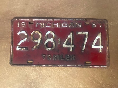 1957 Michigan License Plate Trailer # 298-474 | eBay