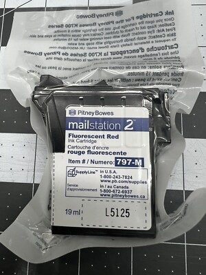 Pitney Bowes 797-M Genuine Sealed Mailstation 2 Fluorescent Red Ink NEW ...