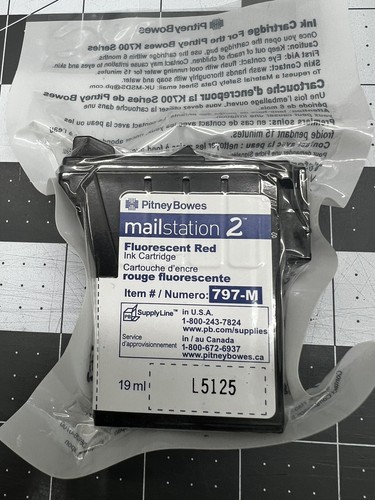 Pitney Bowes 797-M Genuine Sealed Mailstation 2 Fluorescent Red Ink NEW ...