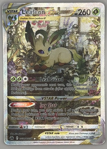 Leafeon VSTAR Crown Zenith Full Art Holofoil Pokemon Trading Card Game ...