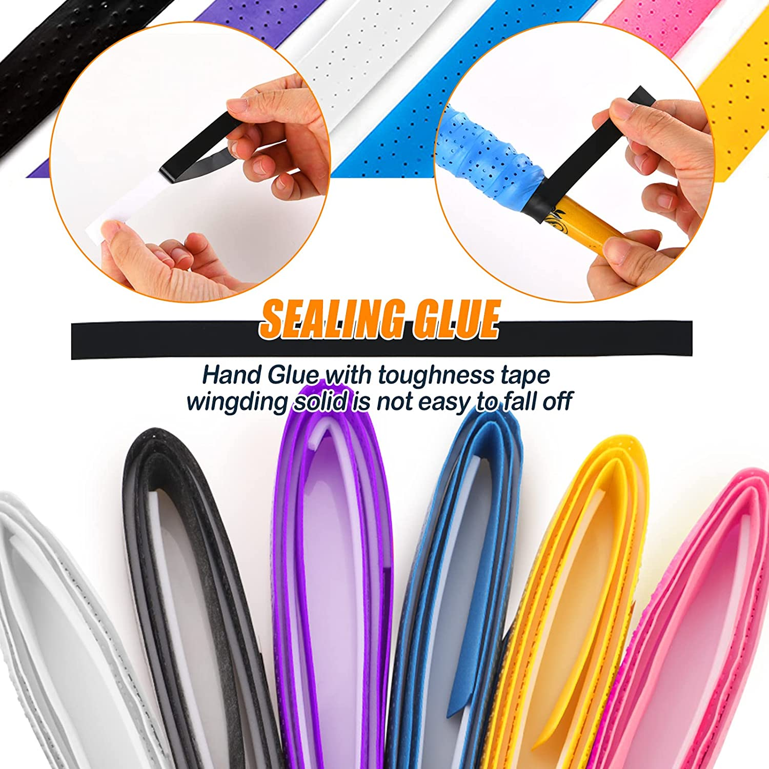 Tennis Racquet Grips, 6 Pack Badminton Racket Grip anti Slip Perforated ...