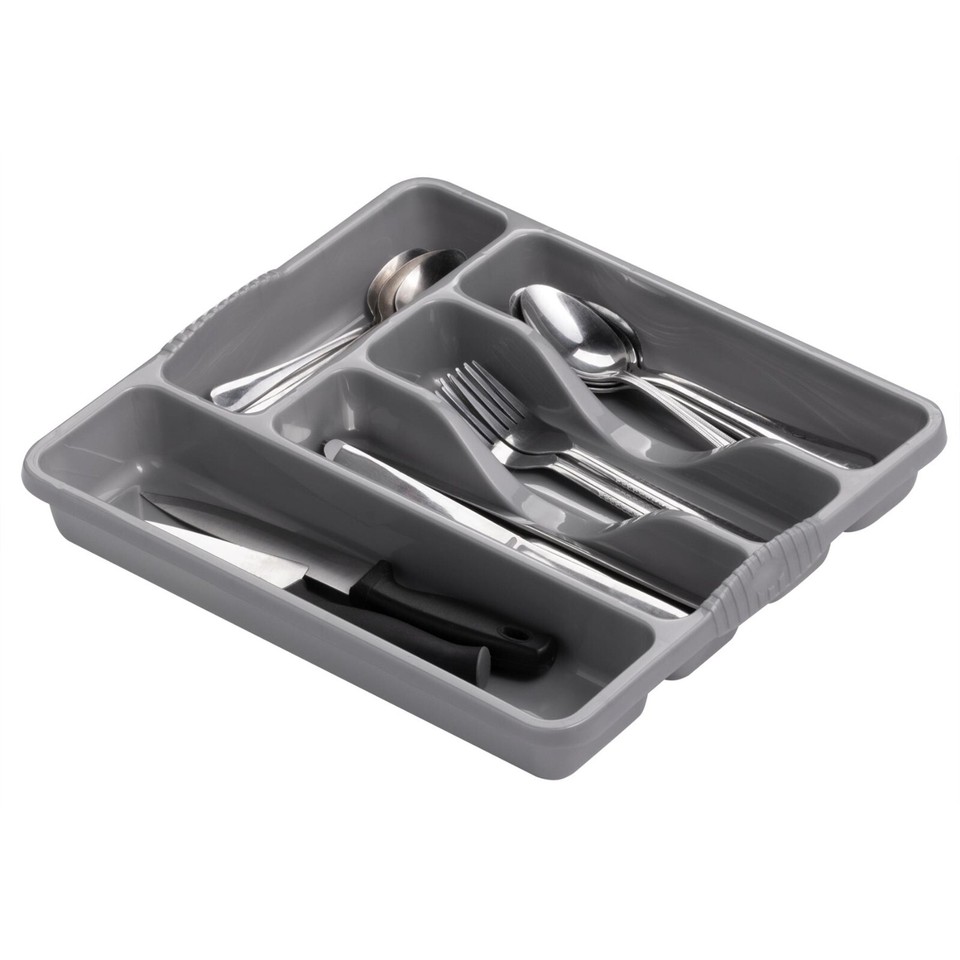 Cutlery Tray Drawer 5 Section Plastic Small Kitchen Insert Spoon Fork ...