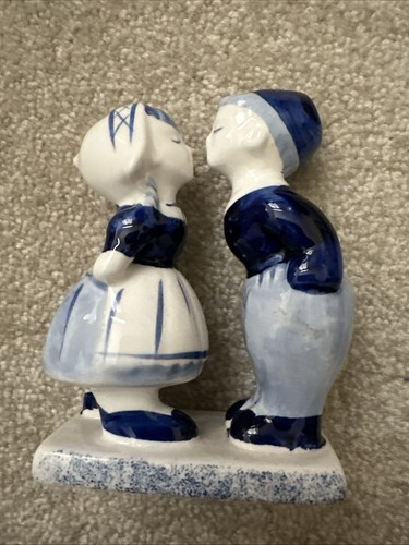 BLUE DELFT DECO Vintage Holland Hand Painted Boy & Girl Kissing ...