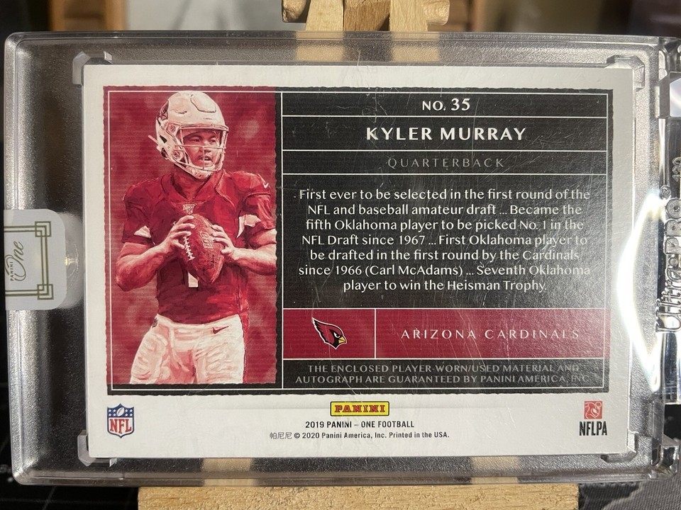 2019 Panini One KYLER MURRAY ROOKIE RC 3-COLOR PATCH ON CARD AUTO /125 ...