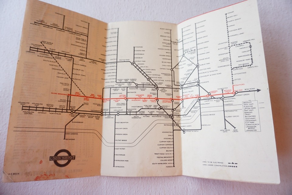 1946 Harry Beck Extension to Stratford Underground London Transport ...