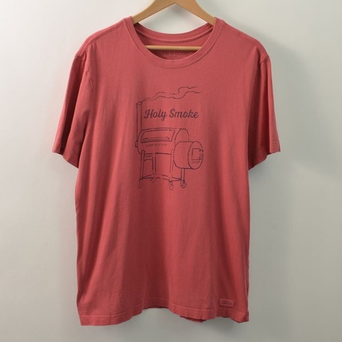 Life Is Good Crusher T-Shirt Mens Large Holy Smoke Barbeque Short ...