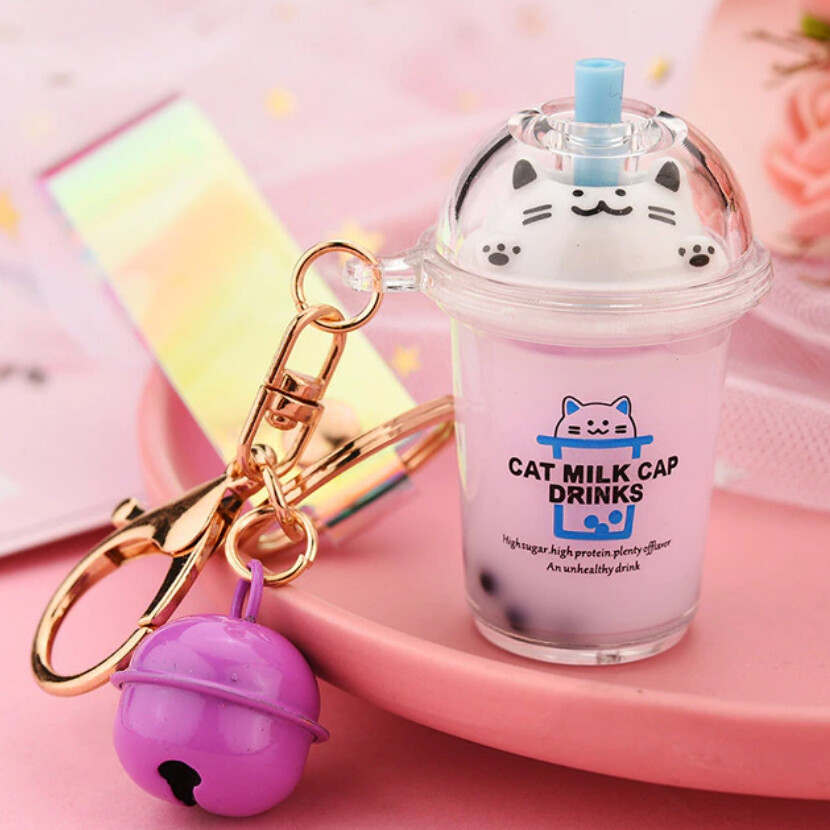 Boba Milk Tea Keychain - Moving Boba & Liquid, 4 Colors to Choose, US ...