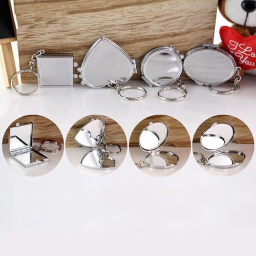 Makeup Mirror Keychain Heart Mirror Keychain Mini Heart Shaped Mirror ...