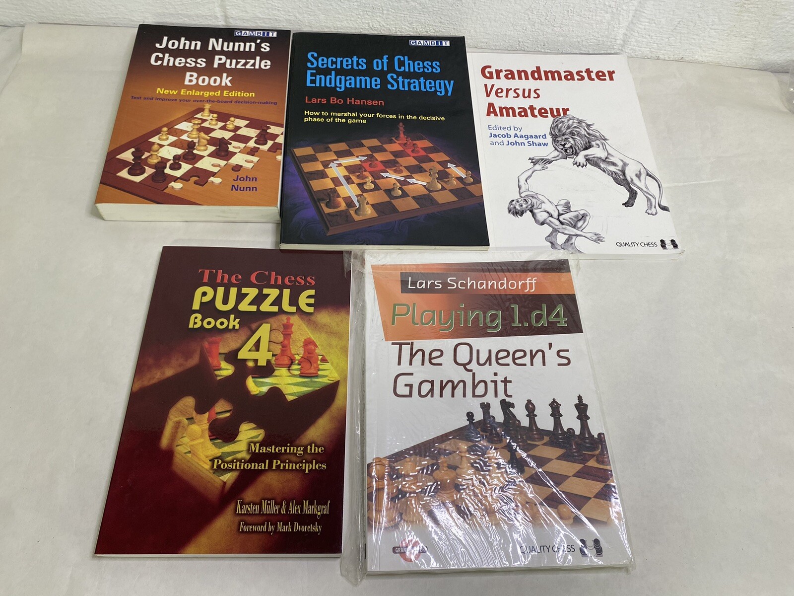 Lot Of 5 Chess Books - Lars Schandroff, John Nunn, Queens Gambit- Good ...