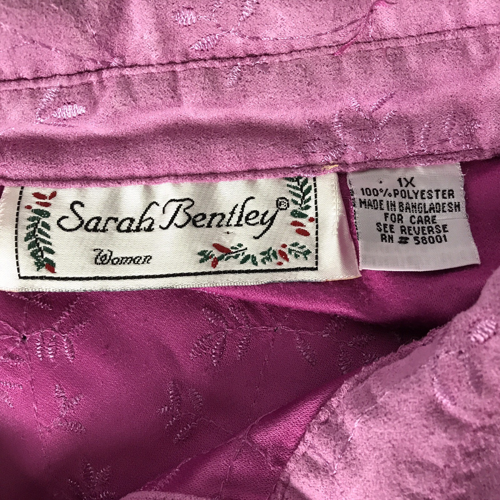 Sarah Bentley Womans 1X Pink Short Sleeve Button Fron… - Gem