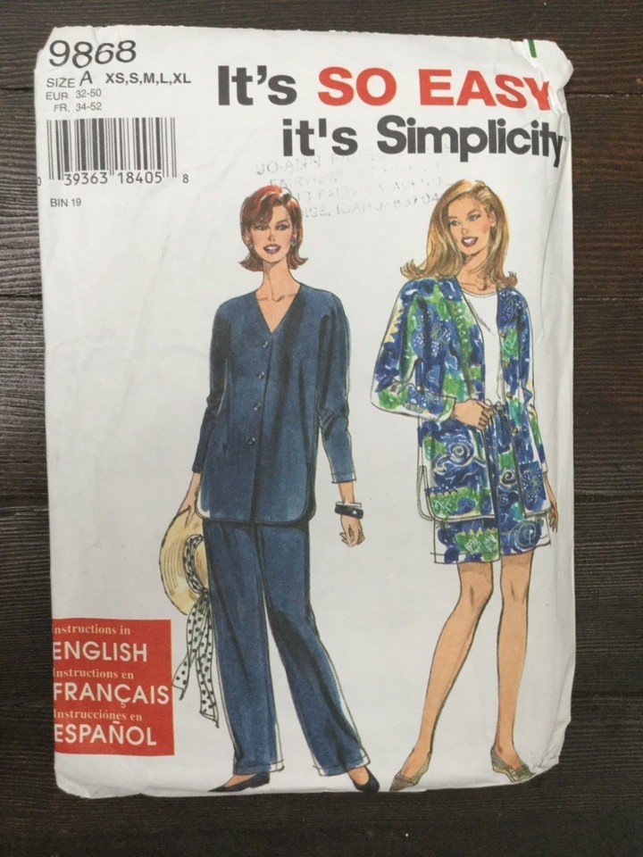Simplicity 9868 Vtg 90s Pants Shorts Top Easy Sz XS-XL Loose-fitting ...