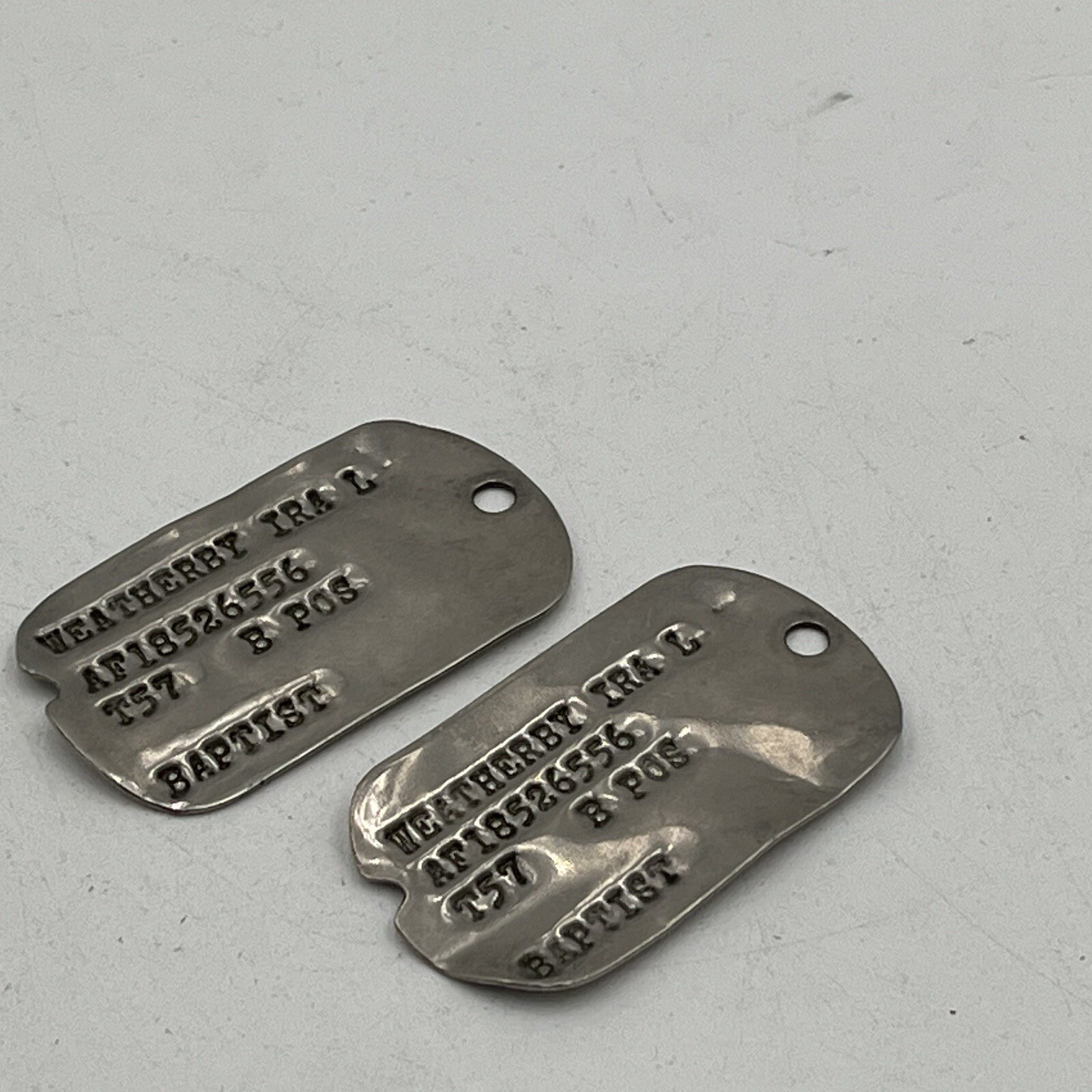 Vtg WW2 US Army Military Dog Tags Notched Next of Kin Baptist B Pos ...