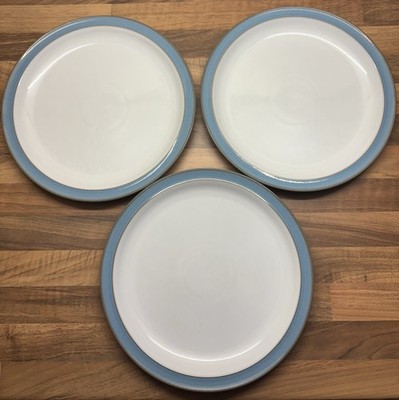 Denby Colonial Blue Large Dinner Plates 10 1/4 Inches 26cm X3 Small Set ...