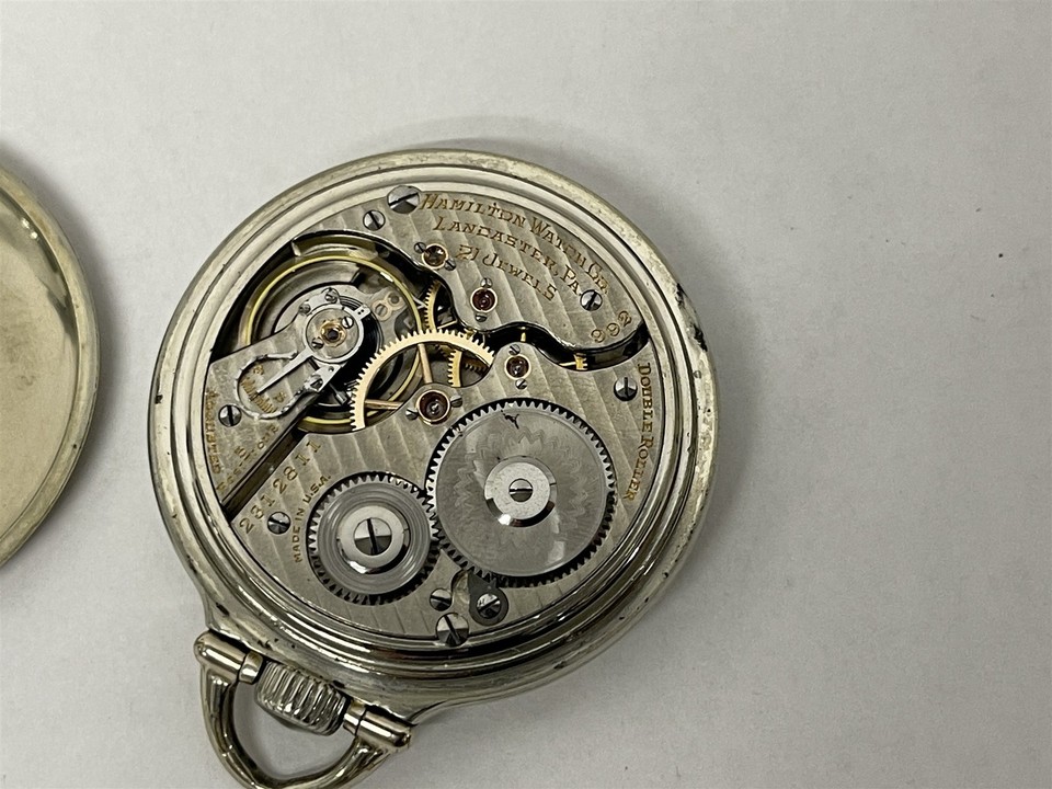 1925 Hamilton 992 21 Jewel Double Roller Lever Set Hand Wind Pocket ...
