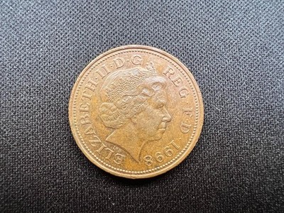 2 pence 1998 Elizabeth II. Ultra rare error "double minting" .Bronze ...