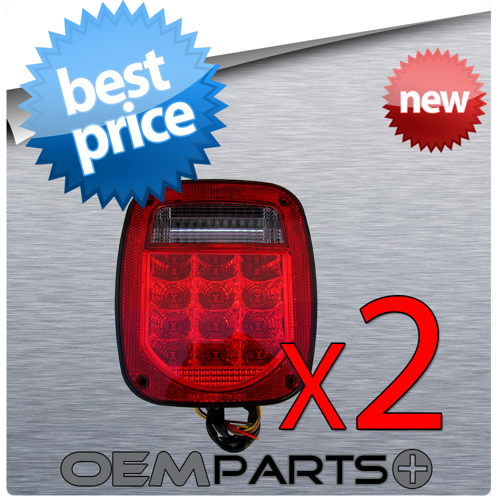 2Pc New Universal Fit Stud-Mount Combination LED Tail Light Truck ...