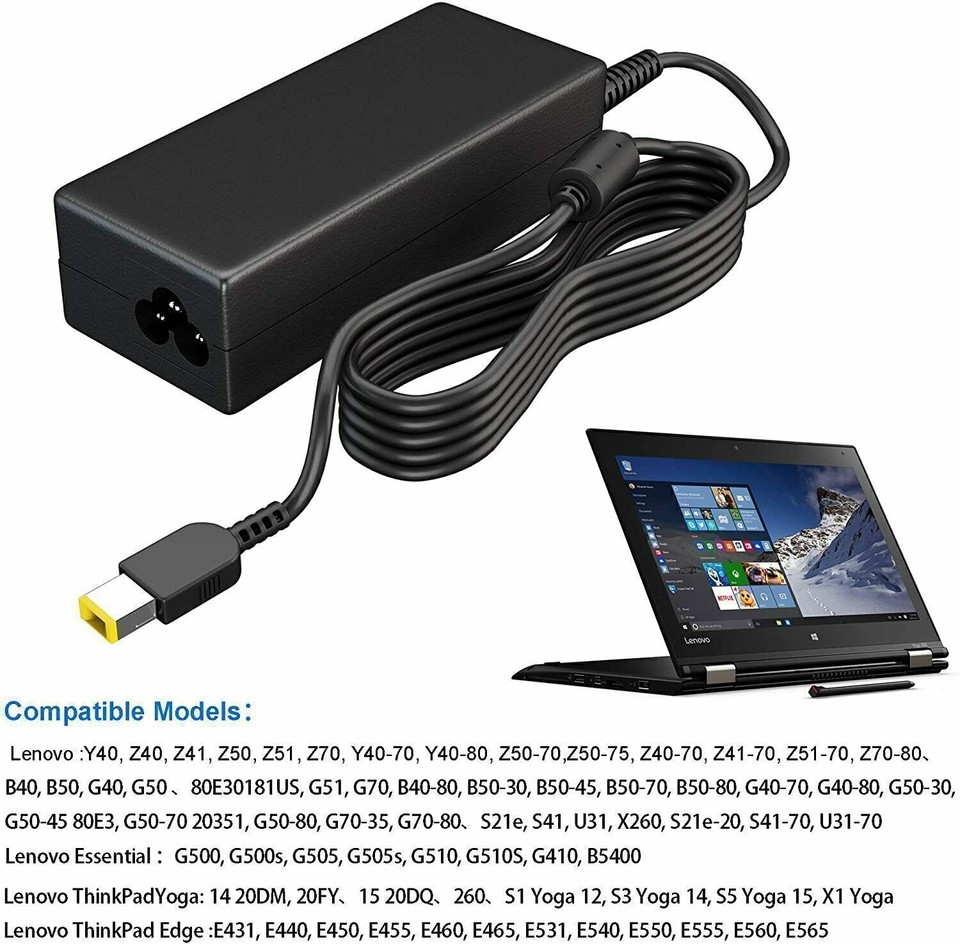 65W Laptop Charger for Lenovo Thinkpad T470 T460 E531 E570 E560 AC ...