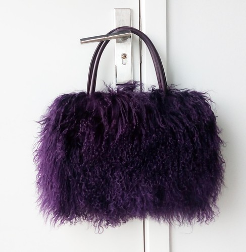 New large real long lamb fur/mongolian fur bag handbag on sale(multi ...