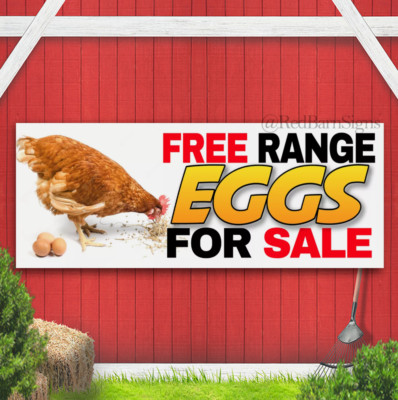 FREE RANGE EGGS FOR SALE Printed BANNER OUTDOOR SIGN Eyelets | eBay