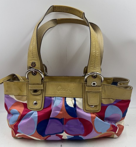 Coach Women's Handbag Multicolor Inner Pockets Pleated Double Strap ...