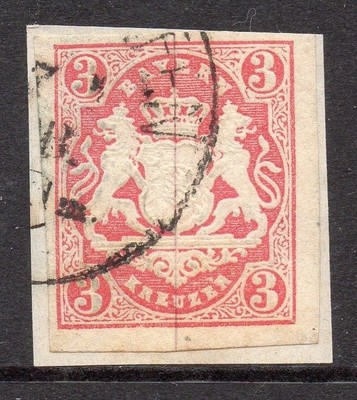 Bayern 1860s Early Issue Fine Used 3kr. Postmark Piece 154793 | eBay