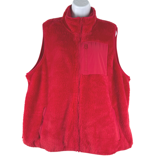 Lands' End Cozy Sherpa Fleece Vest 2X High Pile Fleece Blushed Red CJ ...