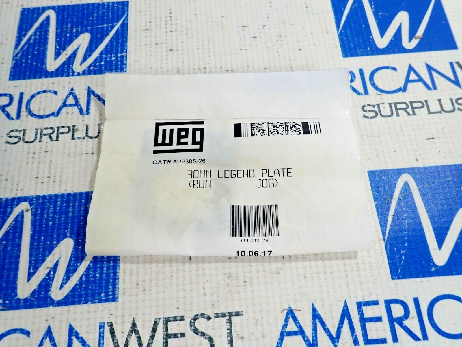 WEG APP30S-26 30MM LEGEND PLATE RUN/JOG LOT OF 19 | eBay