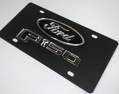 Premium Matte Black Vanity License Plate with Emblem / Logo for Ford ...